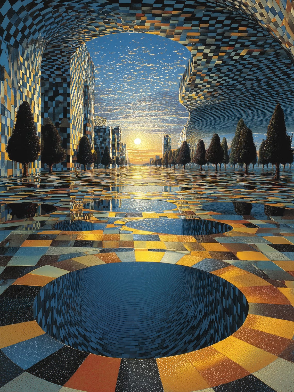 Surreal Art Prints Set of 5, Dreamscape Abstract Wall Art, Optical ...