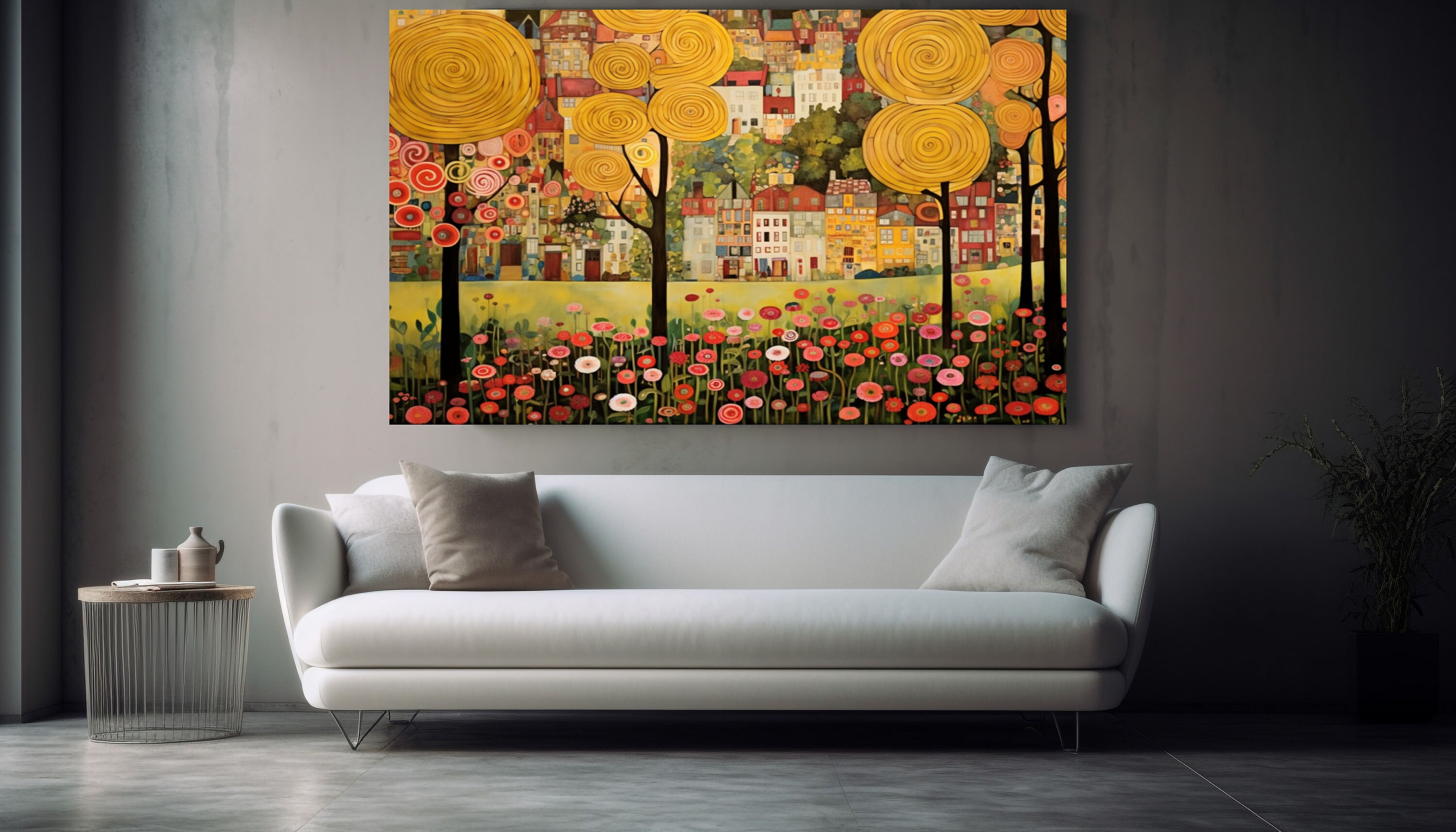 Vintage Garden, Gustav Klimt, Flower Garden Print, Wall Art, Large ...