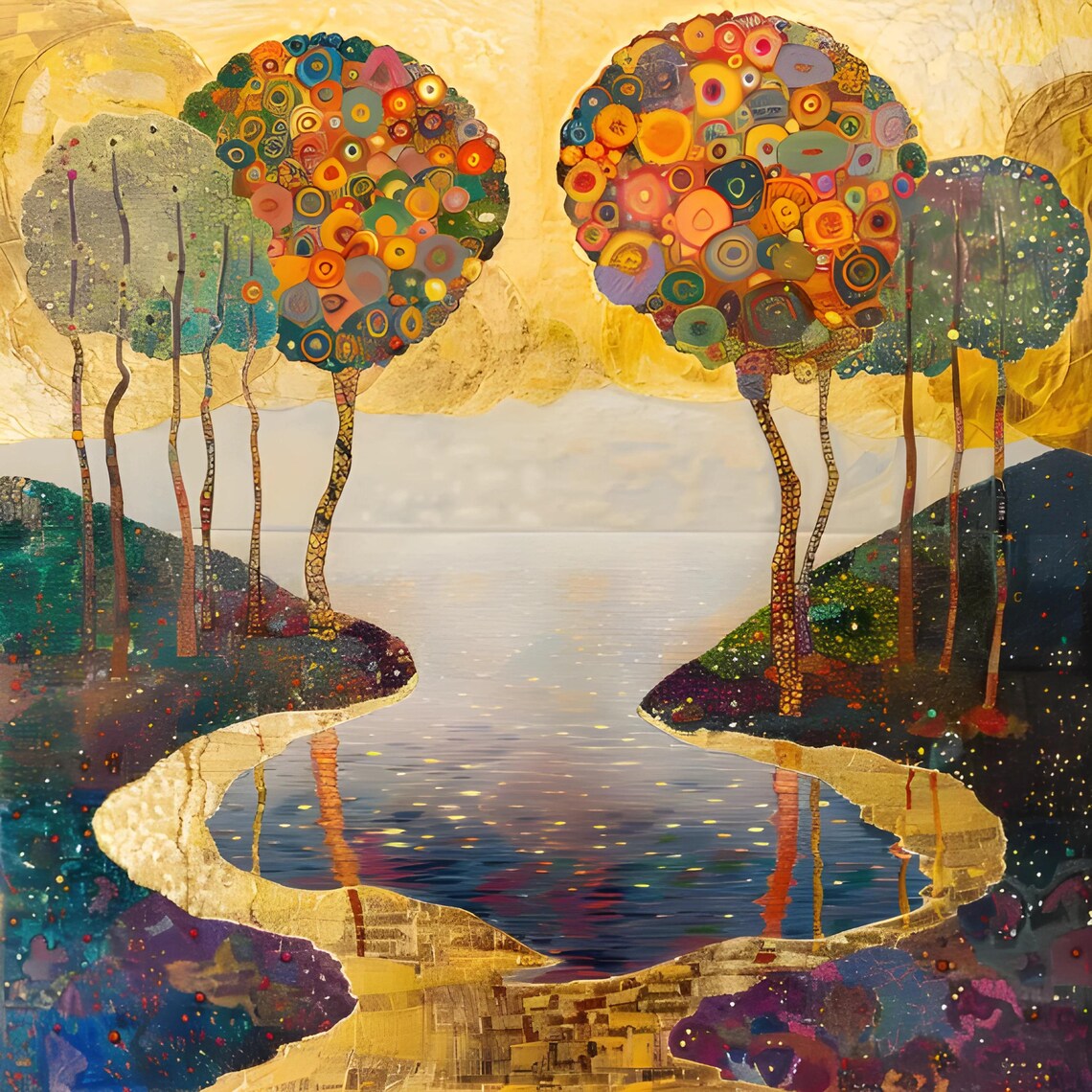 Remarkable Gustav Klimt Inspired Landscapes in 5K Set of 5. Print on ...