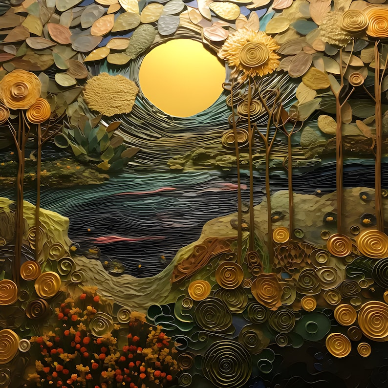 Remarkable Gustav Klimt Inspired Landscapes in 5K Set of 5. Print on ...