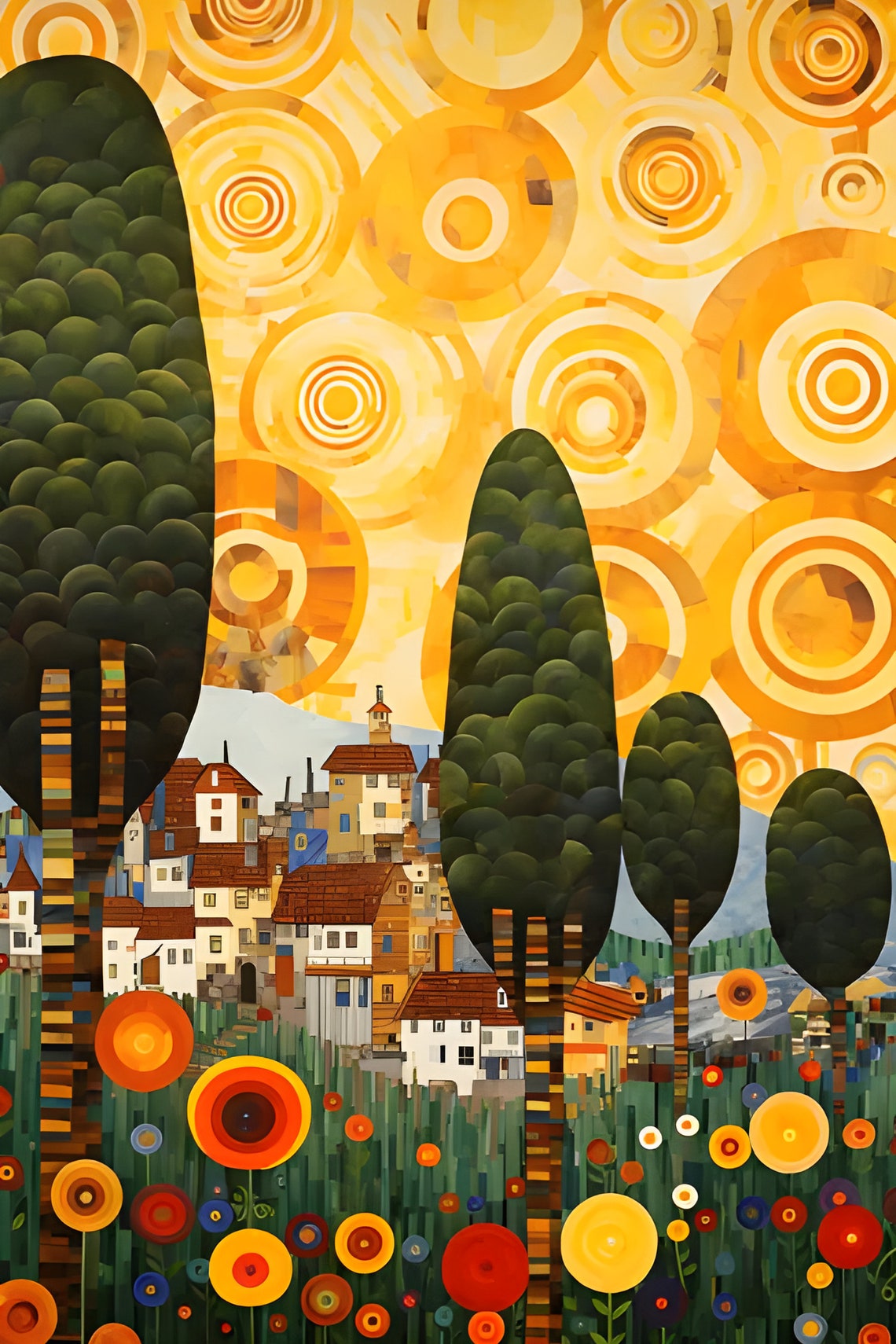 Incredible Gustav Klimt Inspired Landscapes in 5K Set of 5. Print on ...