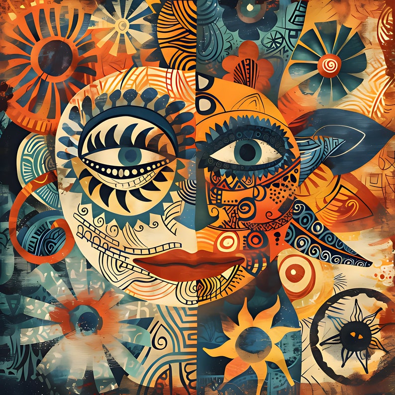 Set of 5 in 5K Primitive Inspiration: Abstract Digital Art With ...