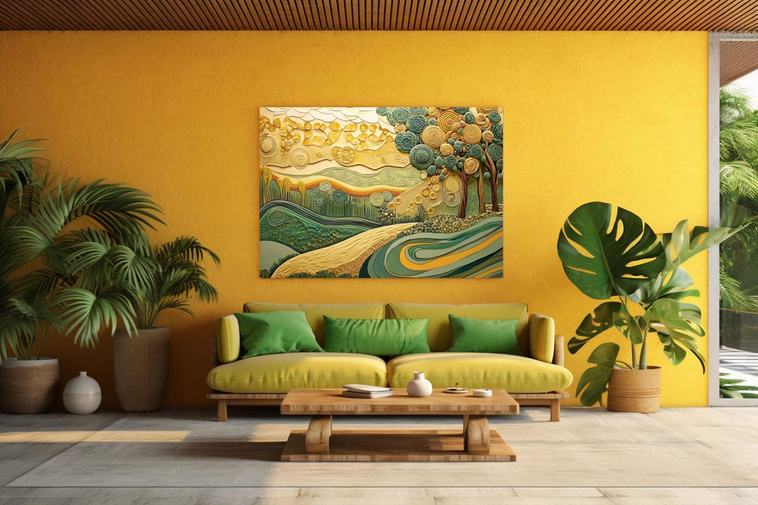 Beautiful Paper Quilling Styled Canvas Landscape With Rolling Hills ...