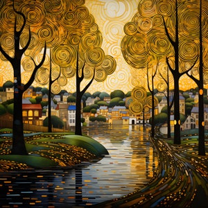 Incredible Gustav Klimt Inspired Landscapes in 5K! Set of 5. Print on ...