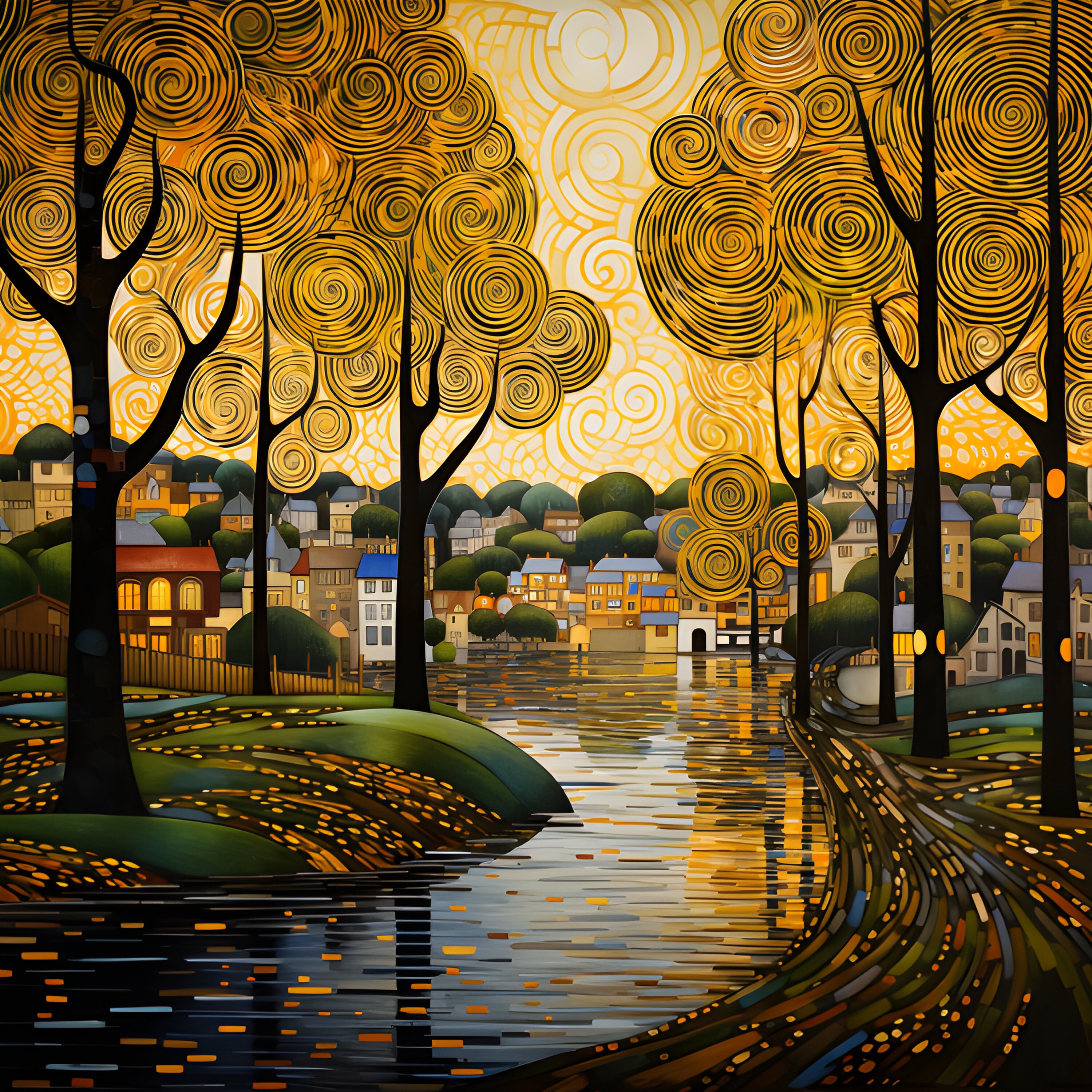 Incredible Gustav Klimt Inspired Landscapes in 5K Set of 5. Print on ...