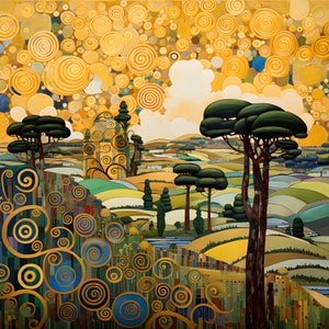 Set of 5 Incredible Gustav Klimt Inspired Landscapes in 25K! Print ...
