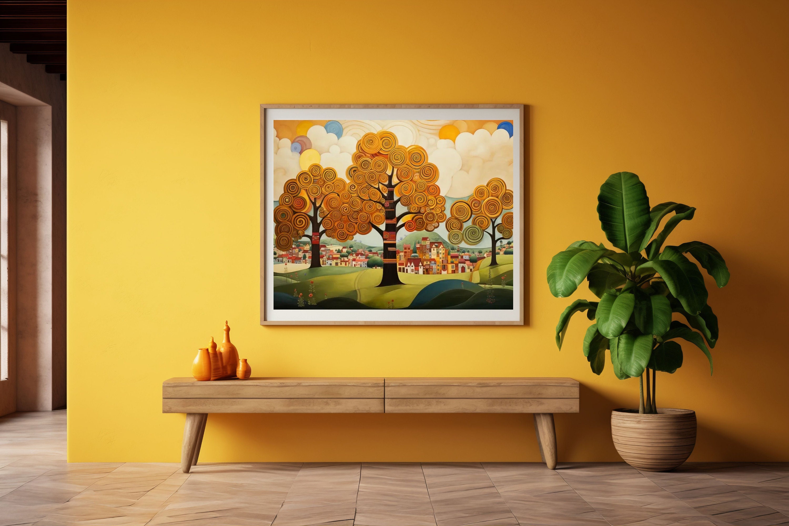 Museum-quality Gustav Klimt Styled Print, Landscape Design With ...