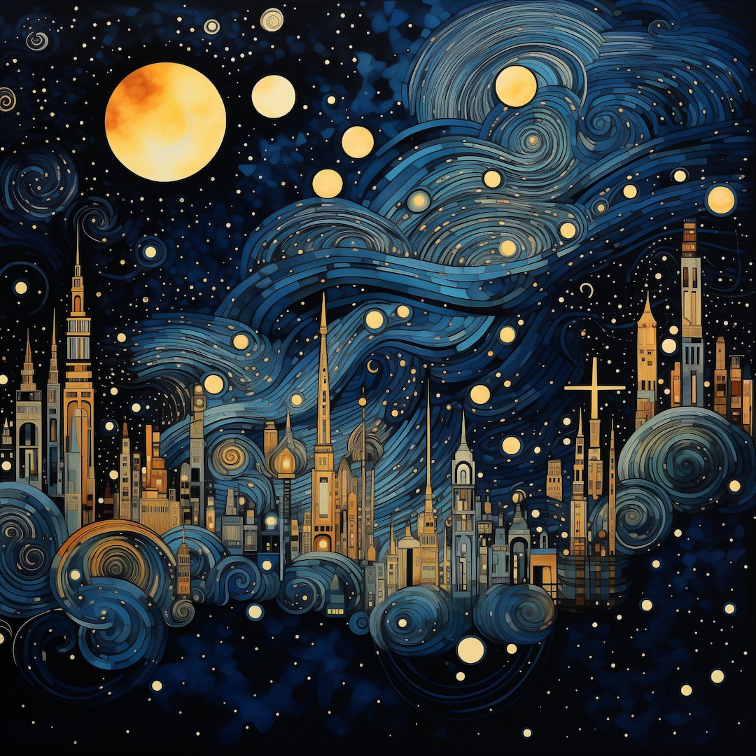 Celestial Starry Night Digital Art Set of 5, 25K 500 DPI Printable ...