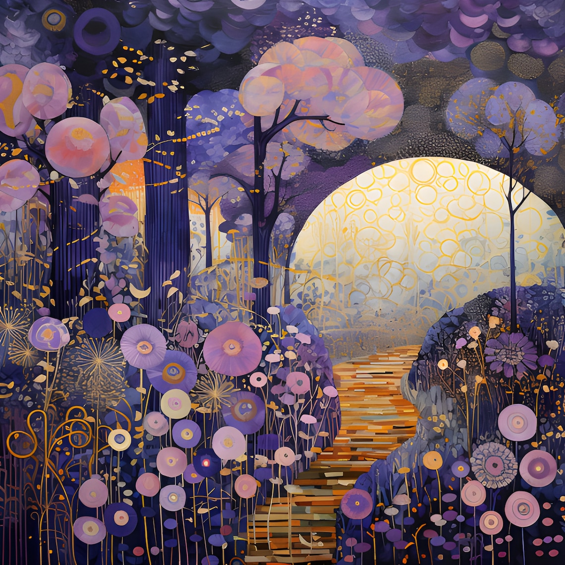 Incredible Gustav Klimt Inspired Landscapes in 25K! Set of 5, Digital ...