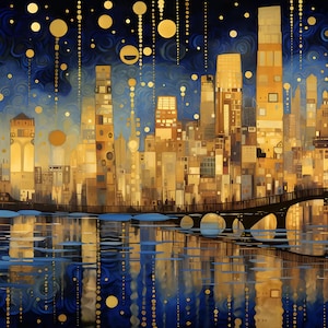 Stylized Cityscapes in 5K Set of 5. Print on Demand, Instant Download ...