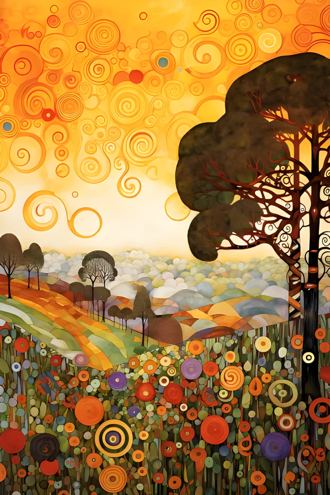 Incredible Gustav Klimt Inspired Landscapes in 5K Set of 5. Print on ...