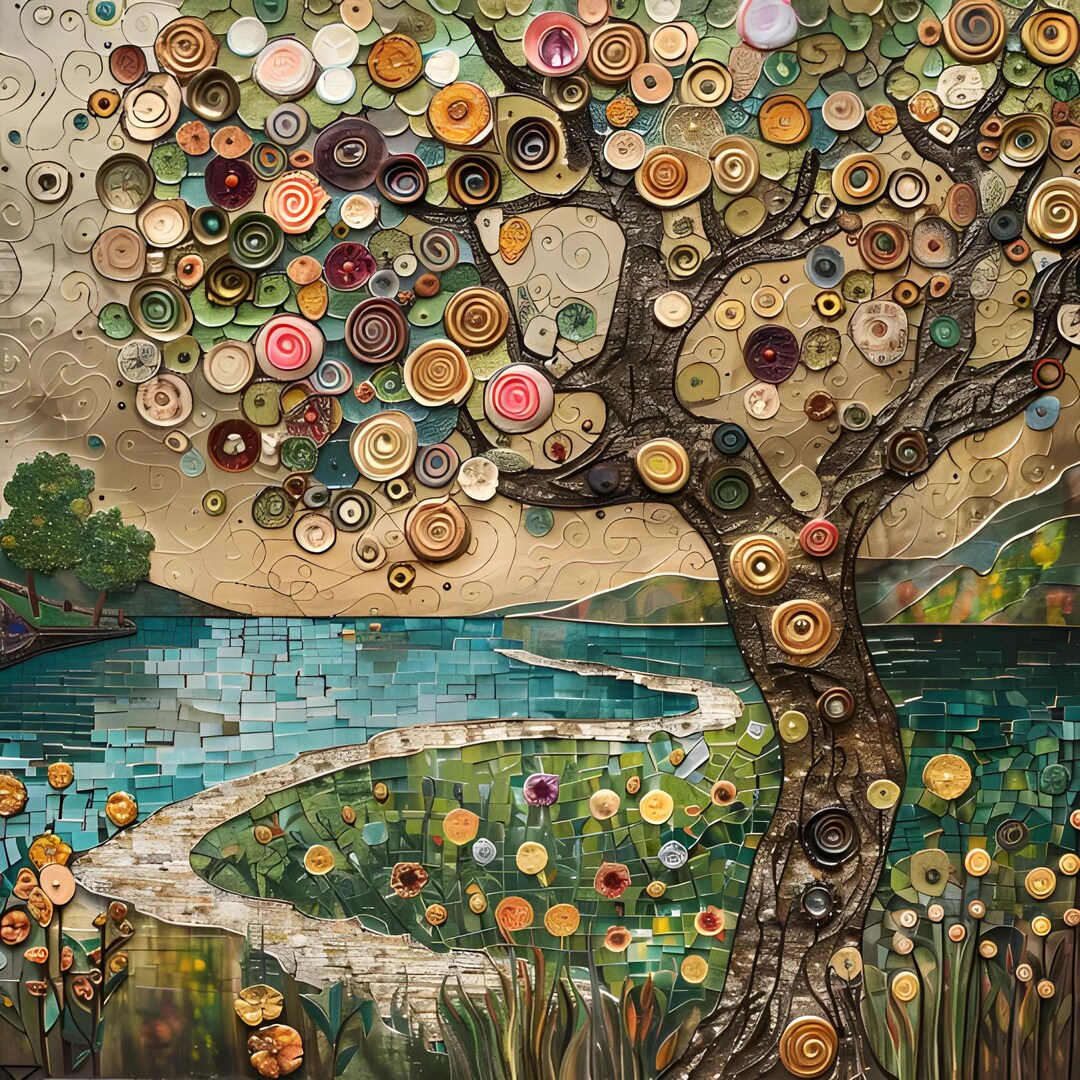 Incredible Gustav Klimt Inspired Landscapes in 25K! Set of 5. Print on ...