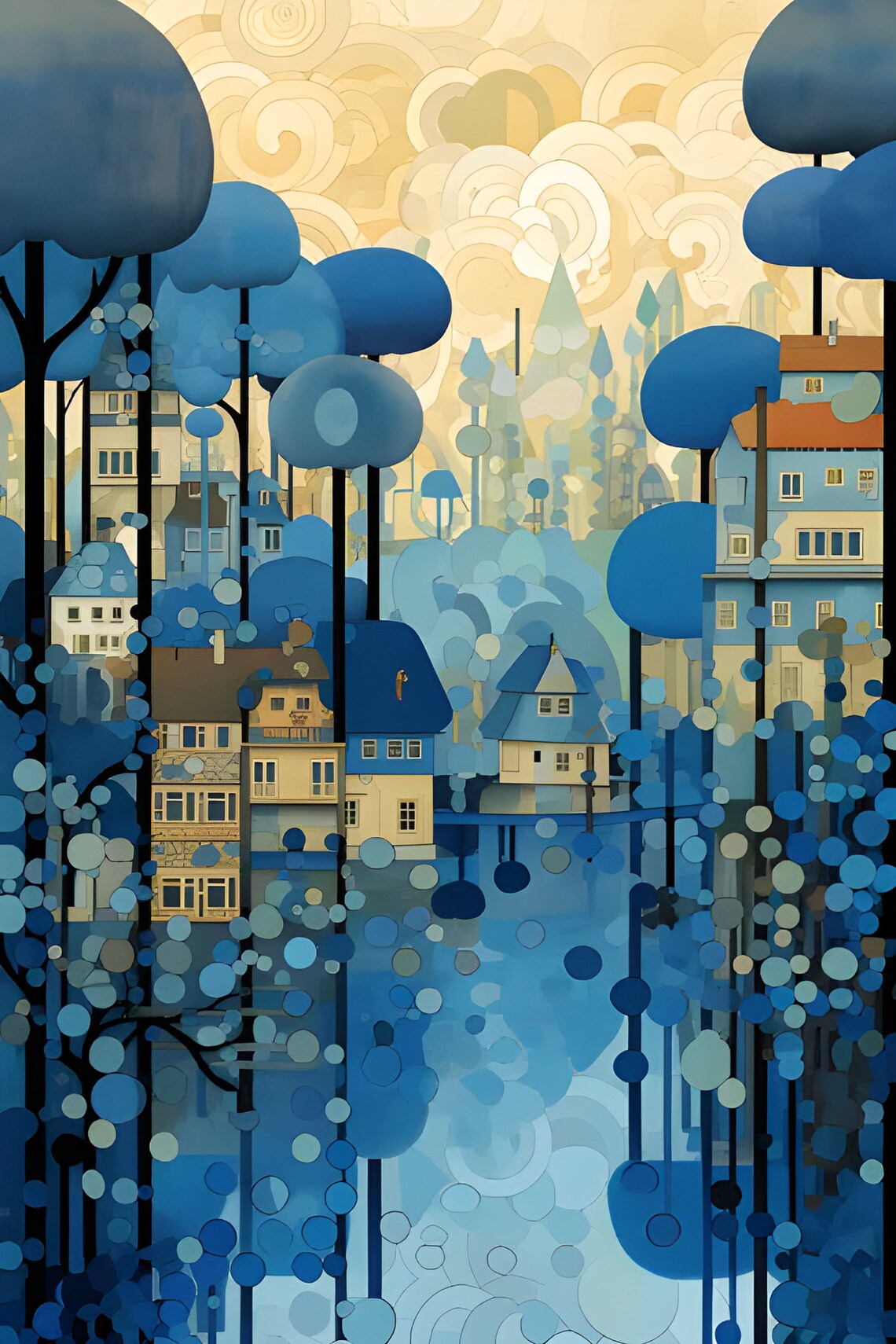Incredible Gustav Klimt Inspired Landscapes in 5K Set of 5. Print on ...