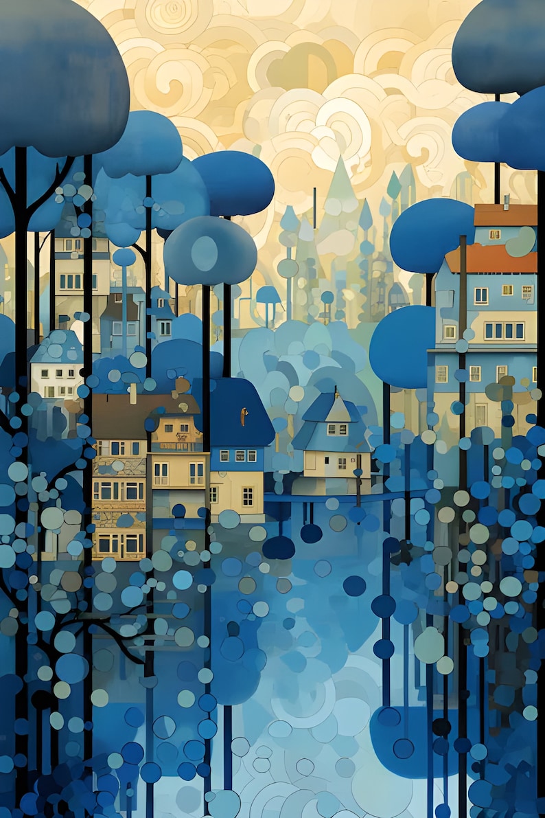 Incredible Gustav Klimt Inspired Landscapes in 5K Set of 5. Print on ...