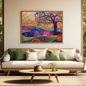 Klimt Design Print, Zen Woven Art Style, Nature Landscape Design, Art ...