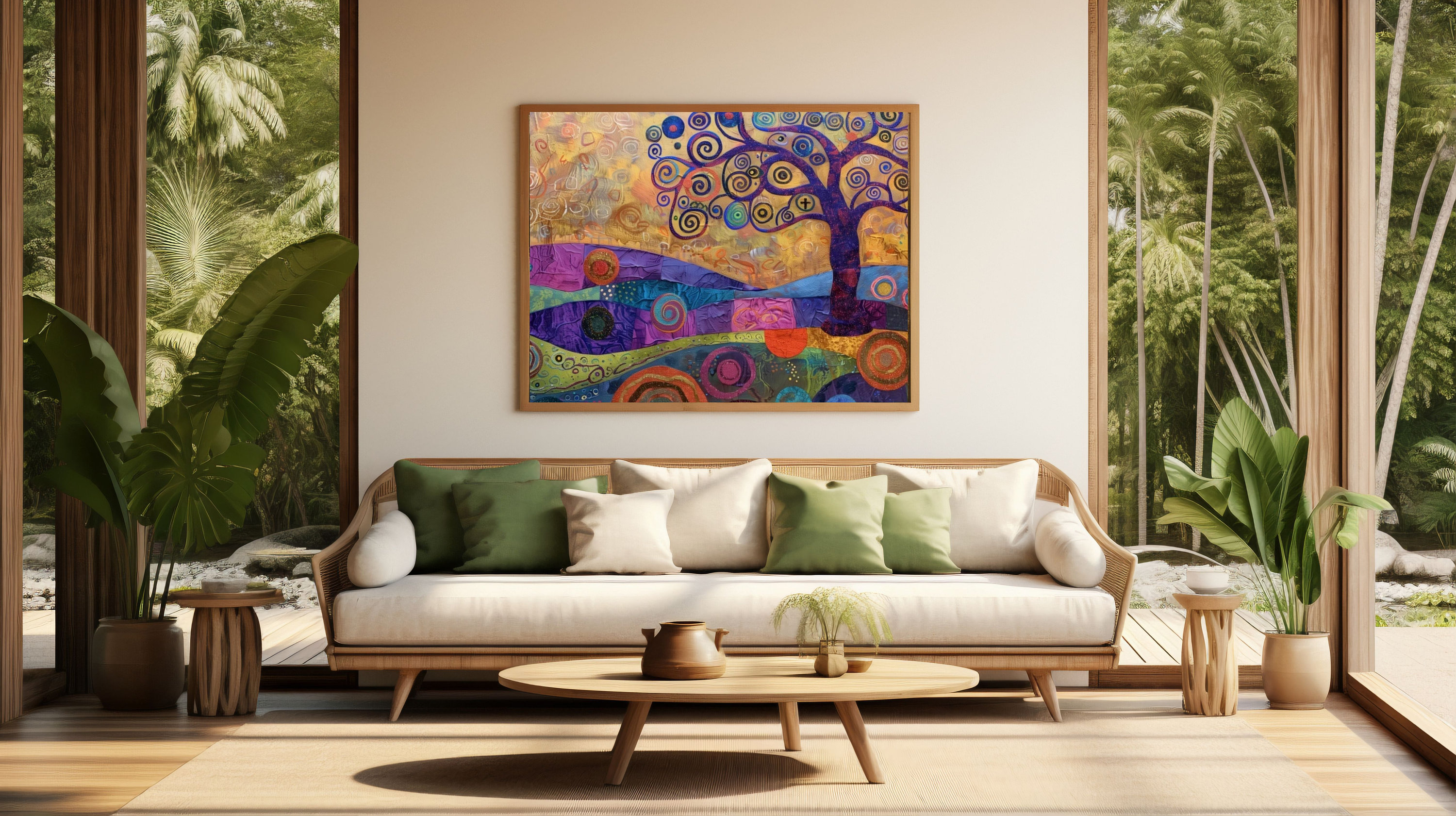 Klimt Design Print, Zen Woven Art Style, Nature Landscape Design, Art ...