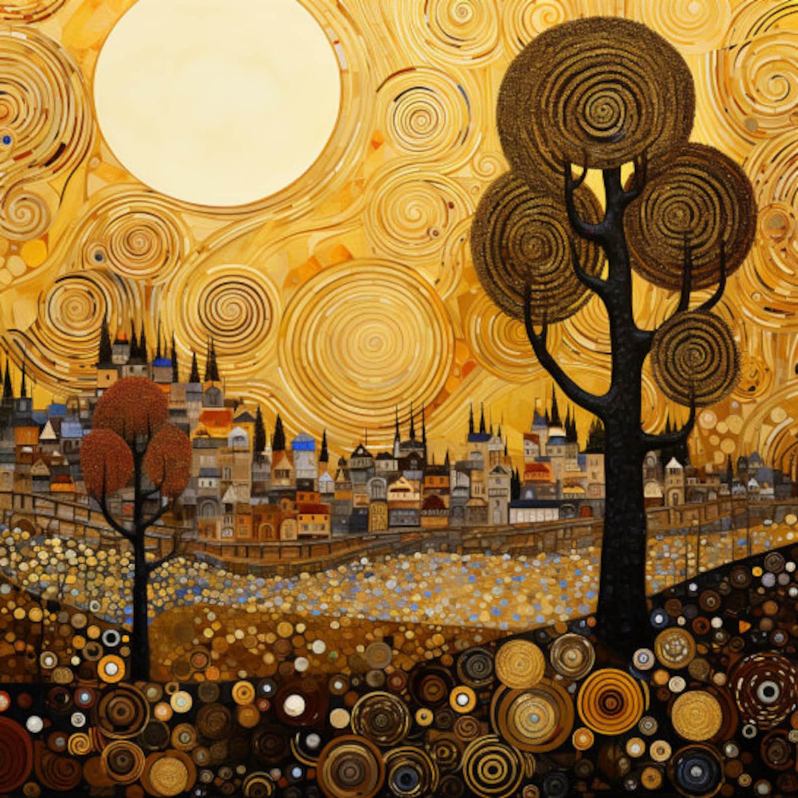 Incredible Gustav Klimt Inspired Landscapes in 5K Set of 5. Print on ...