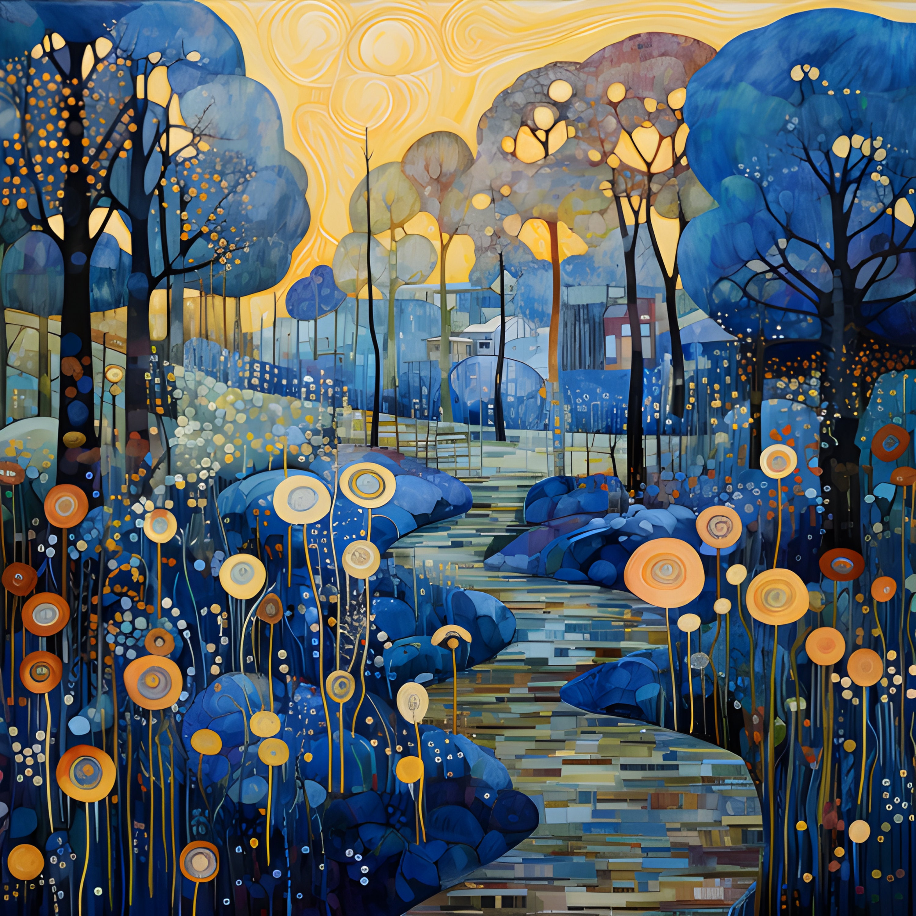 Incredible Gustav Klimt Inspired Landscapes in 25K! Set of 5, Digital ...