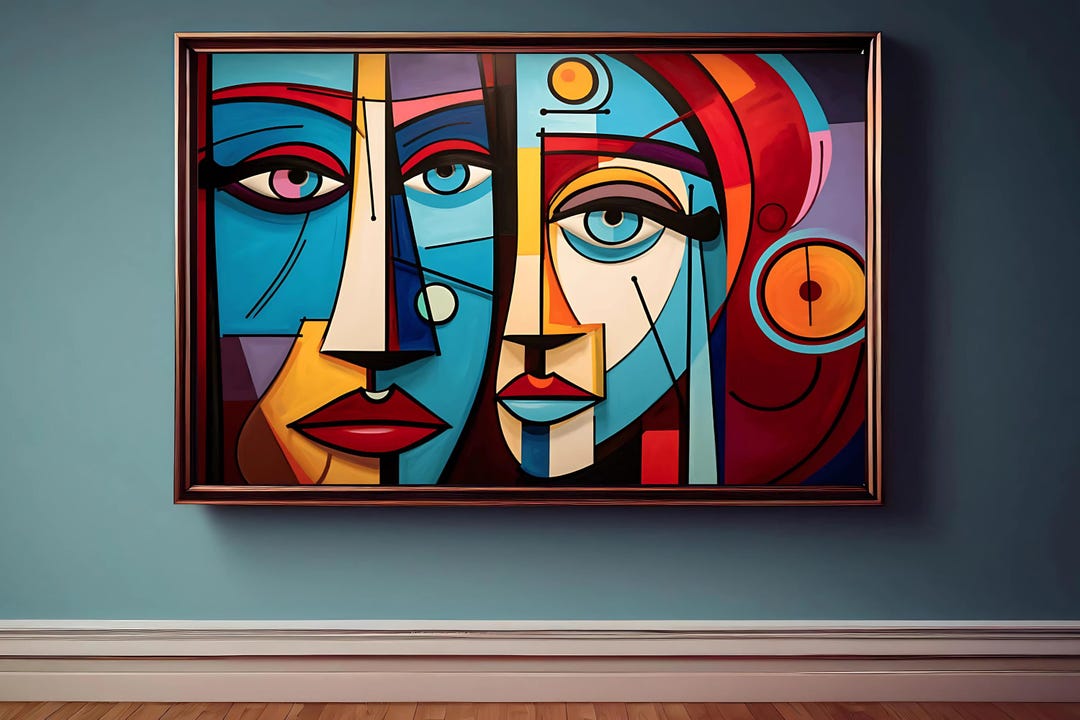 Colorful Two Faces Abstract Portrait, Abstract Art, Face Design Art ...