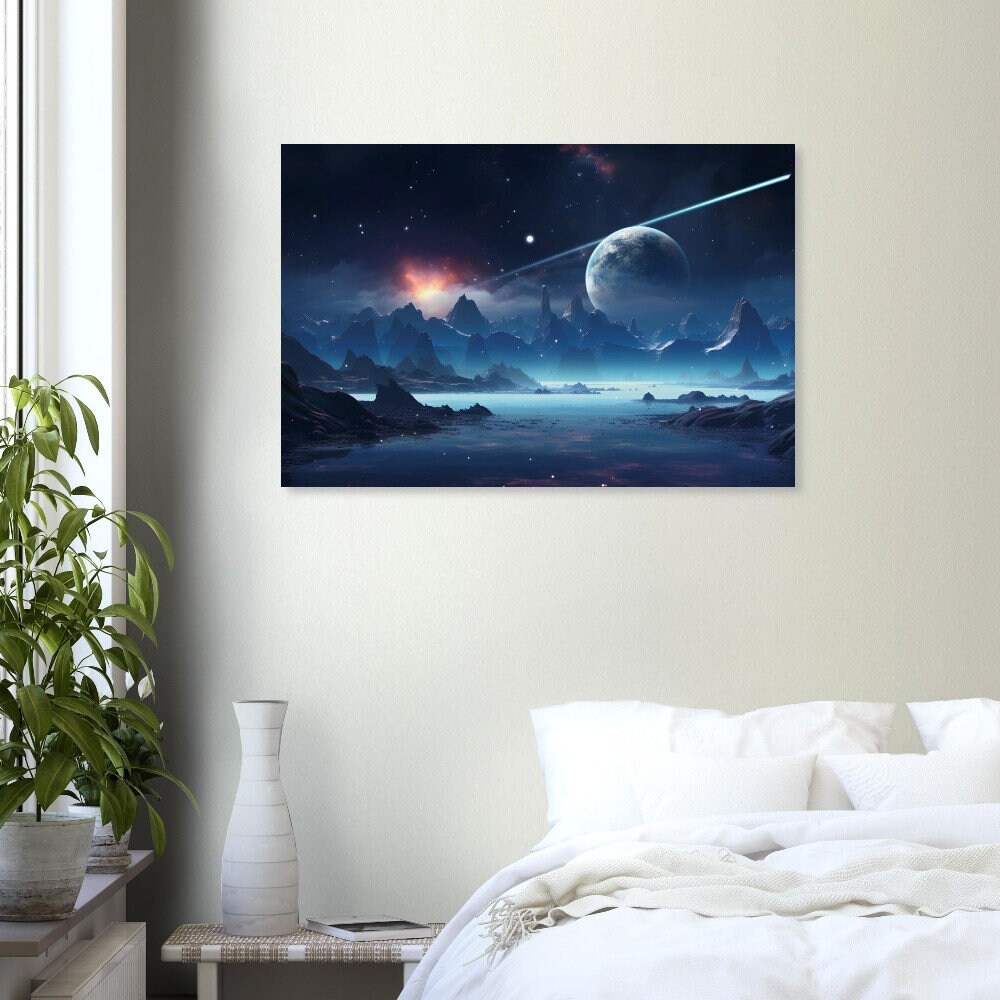Museum-quality Print, Fantasy Moonscape, Stars and Planets, Celestial ...