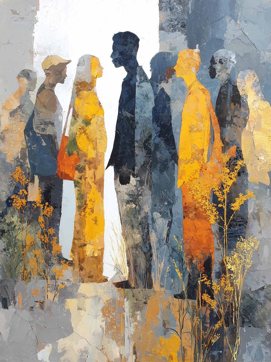 Abstract Figure Art Set of 5 | Contemporary People Prints | Textured ...