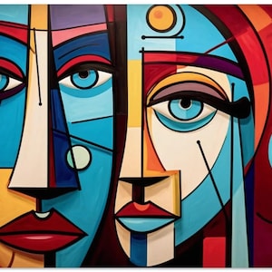 Colorful Two Faces Abstract Portrait, Abstract Art, Face Design Art ...