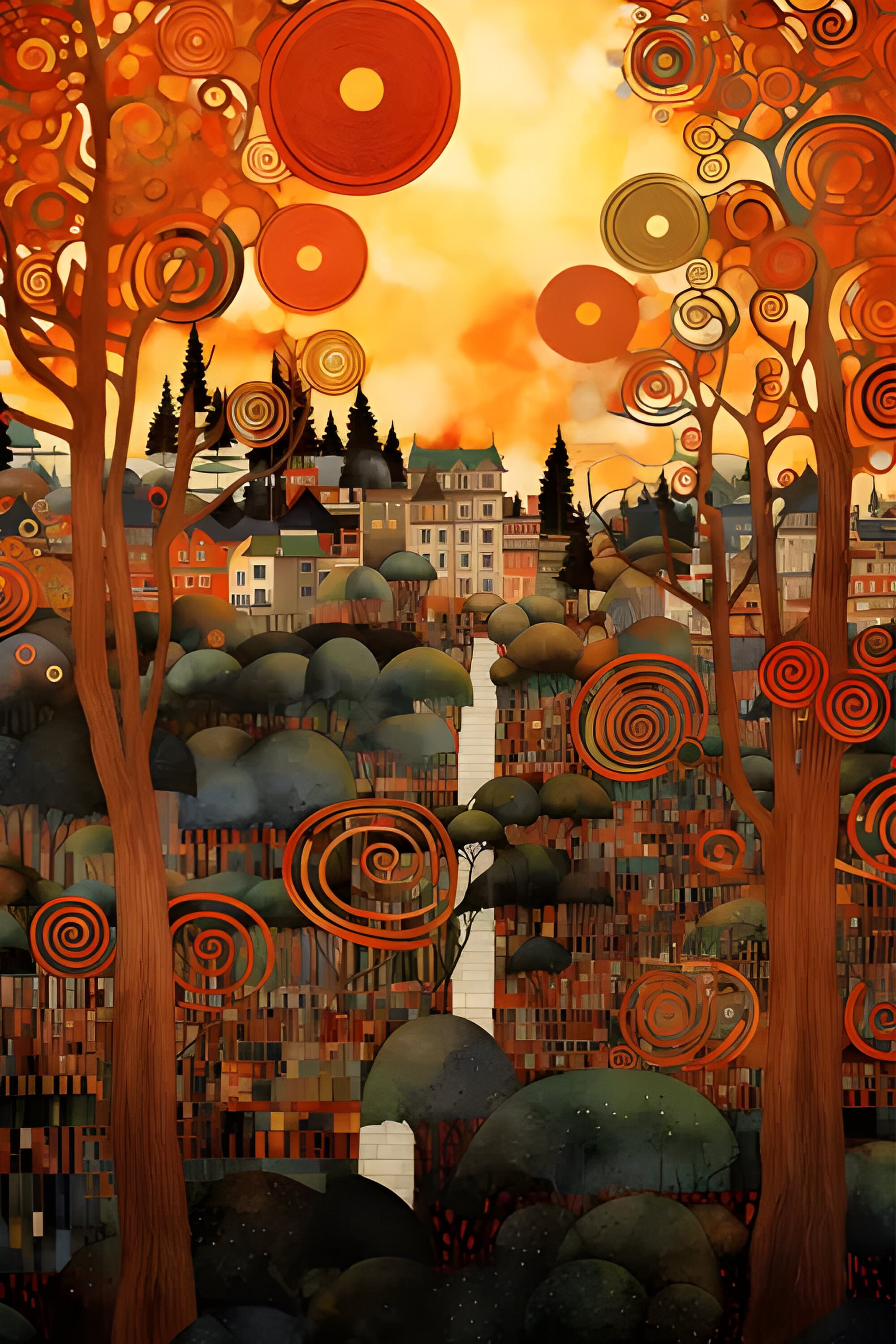 Incredible Gustav Klimt Inspired Landscapes in 5K Set of 5. Print on ...