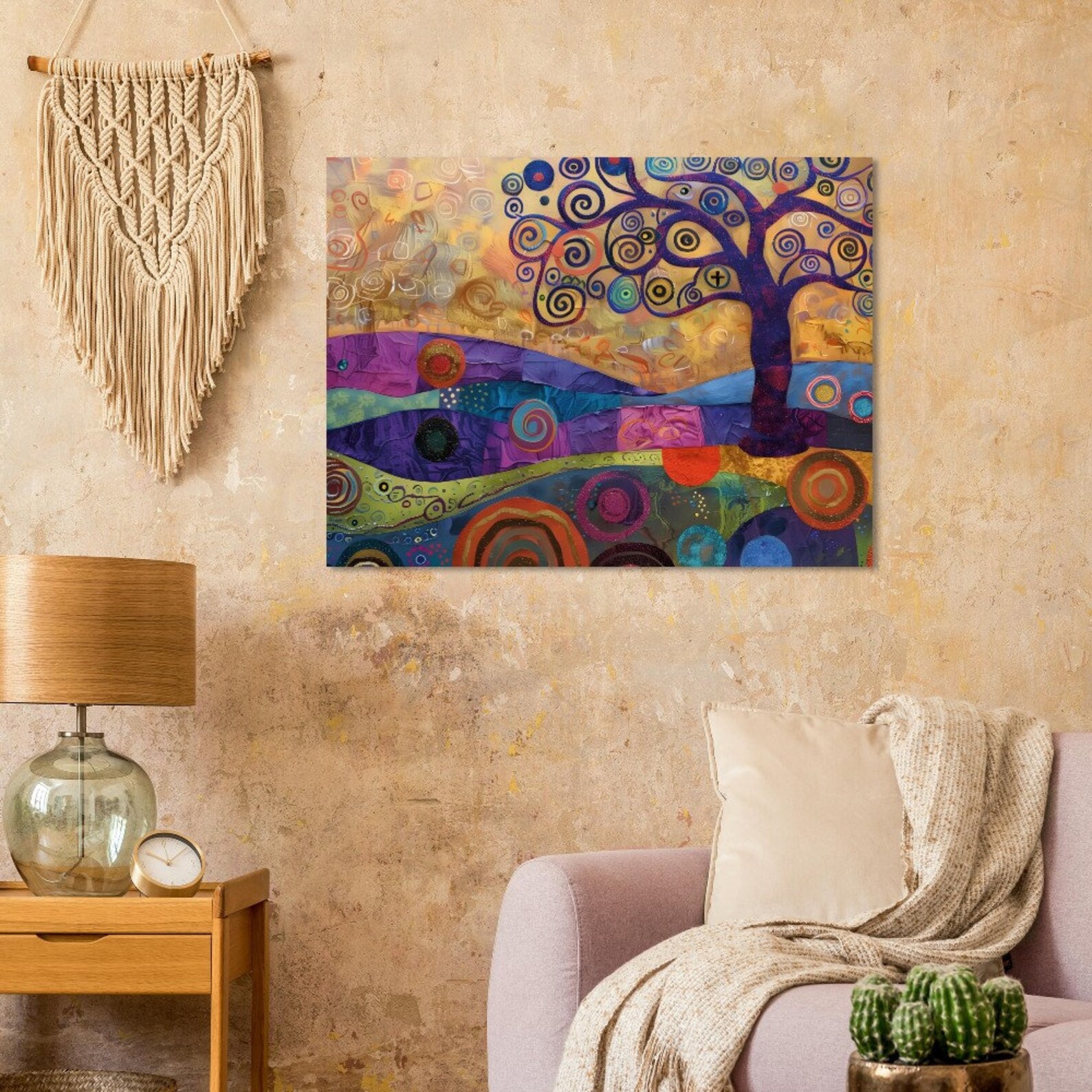 Klimt Design Print, Zen Woven Art Style, Nature Landscape Design, Art ...