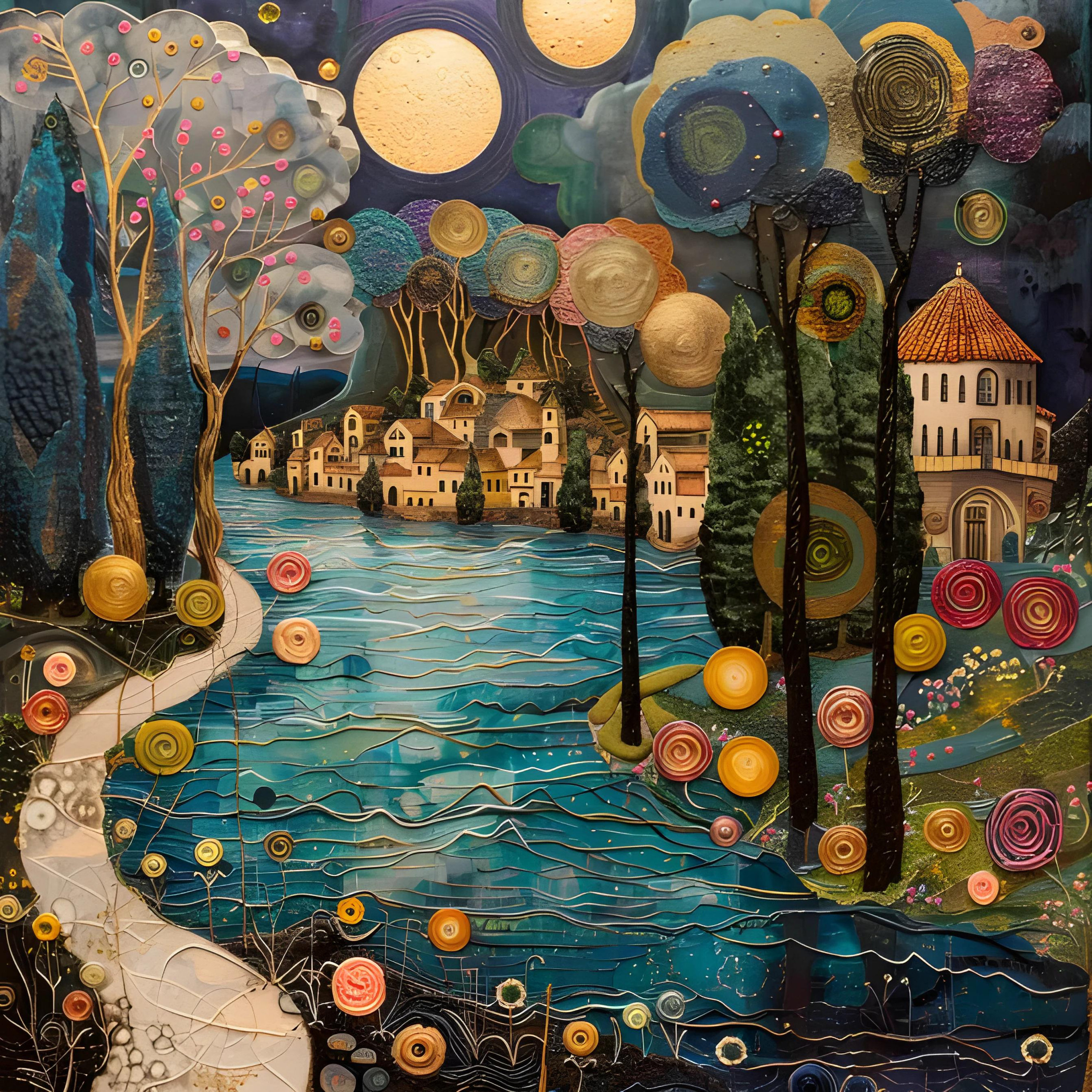 Incredible Gustav Klimt Inspired Landscapes in 5K Set of 5. Print on ...
