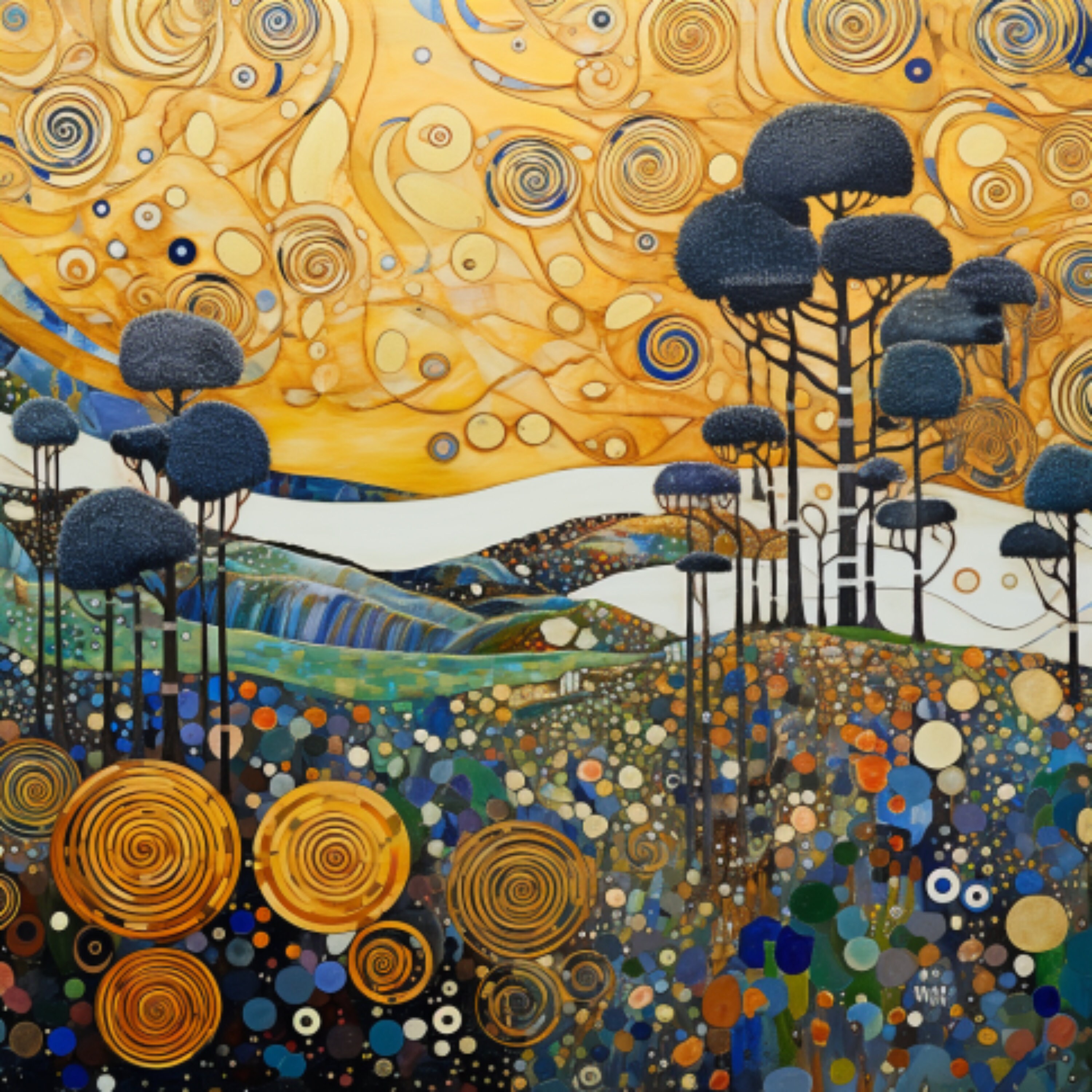 Extraordinary Klimt Inspired Landscapes in 5K Set of 5. Print on Demand ...