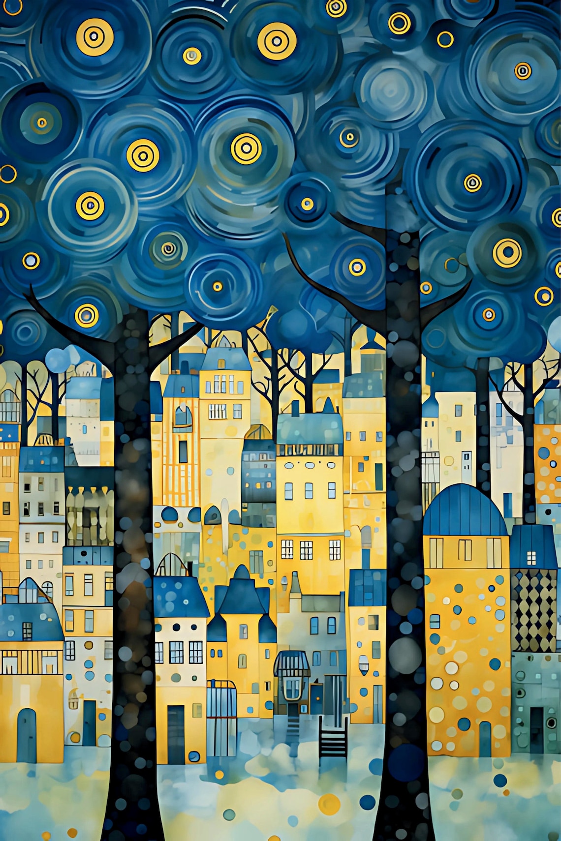 Incredible Gustav Klimt Inspired Landscapes in 5K Set of 5. Print on ...