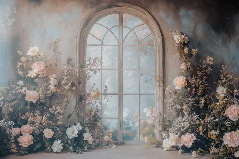 Pastel Floral Photo Backdrop Rustic Castle Wide Shot, 20K Wedding ...