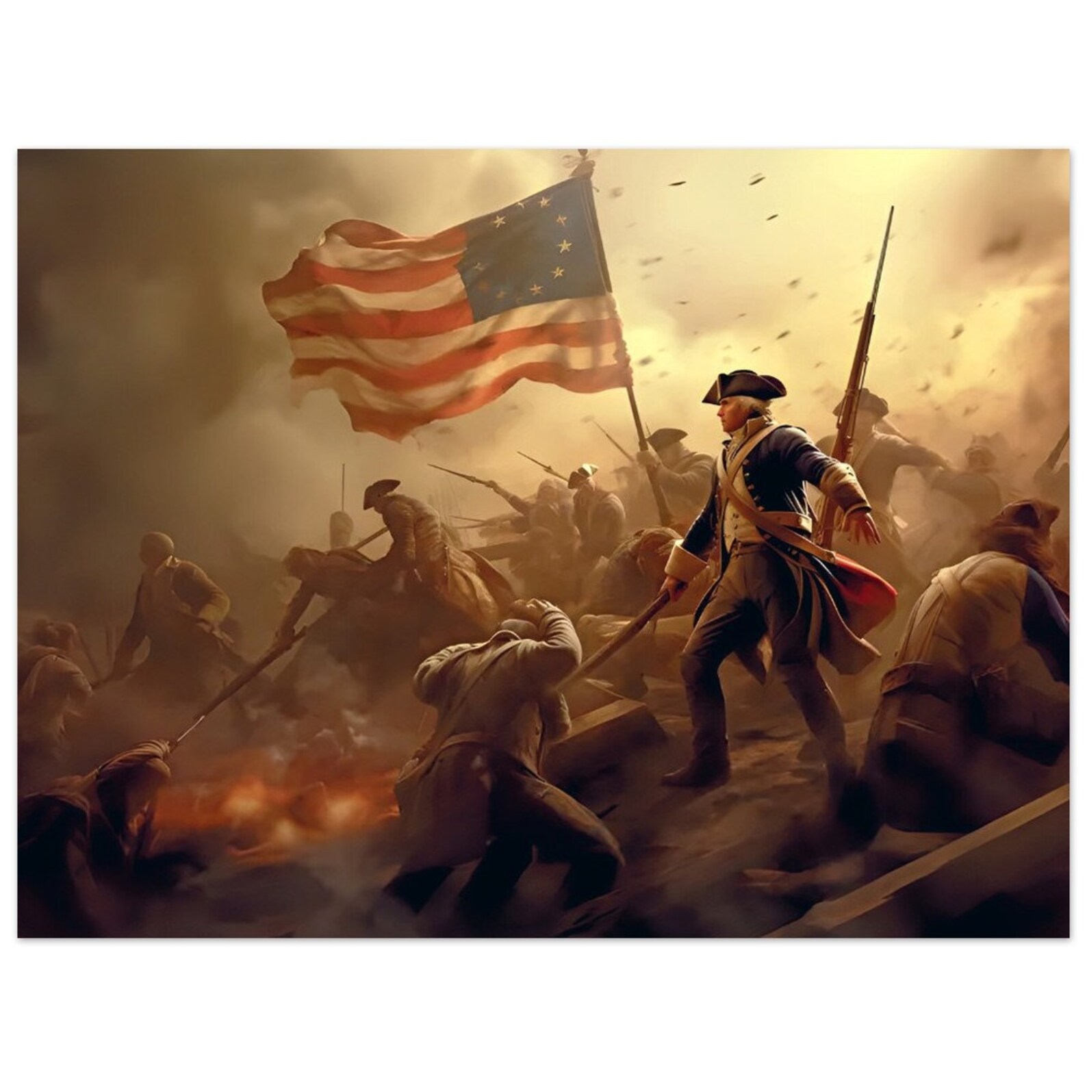 American Revolution Vintage Landscape Poster, Large Art Print ...