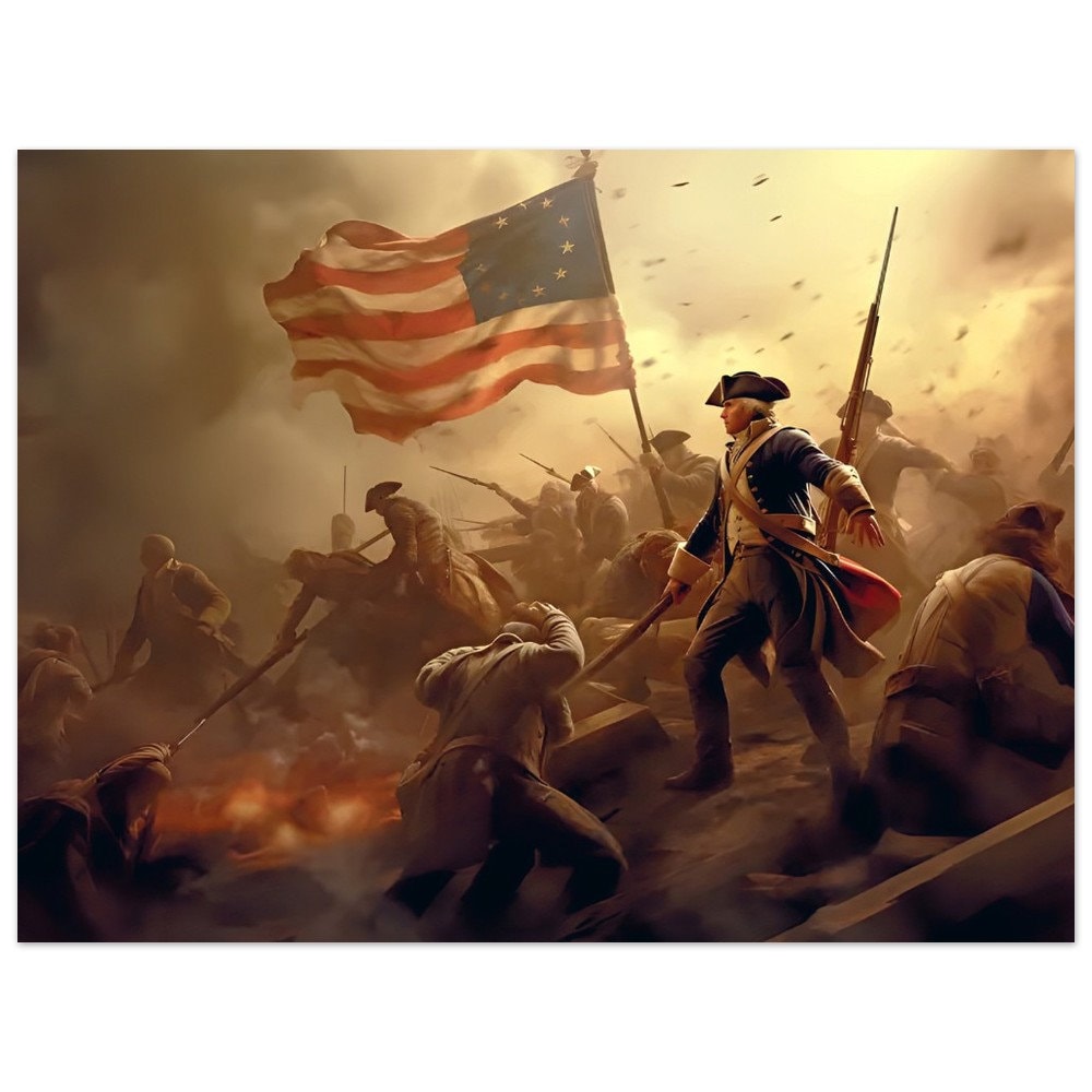 American Revolution Vintage Landscape Poster, Large Art Print, Patriotic Art Design, American ...