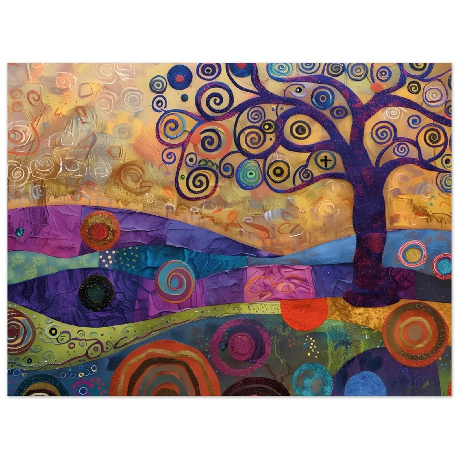 Klimt Design Print, Zen Woven Art Style, Nature Landscape Design, Art ...