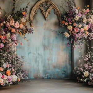Pastel Floral Photo Backdrop Rustic Castle Wide Shot, 20K Wedding ...