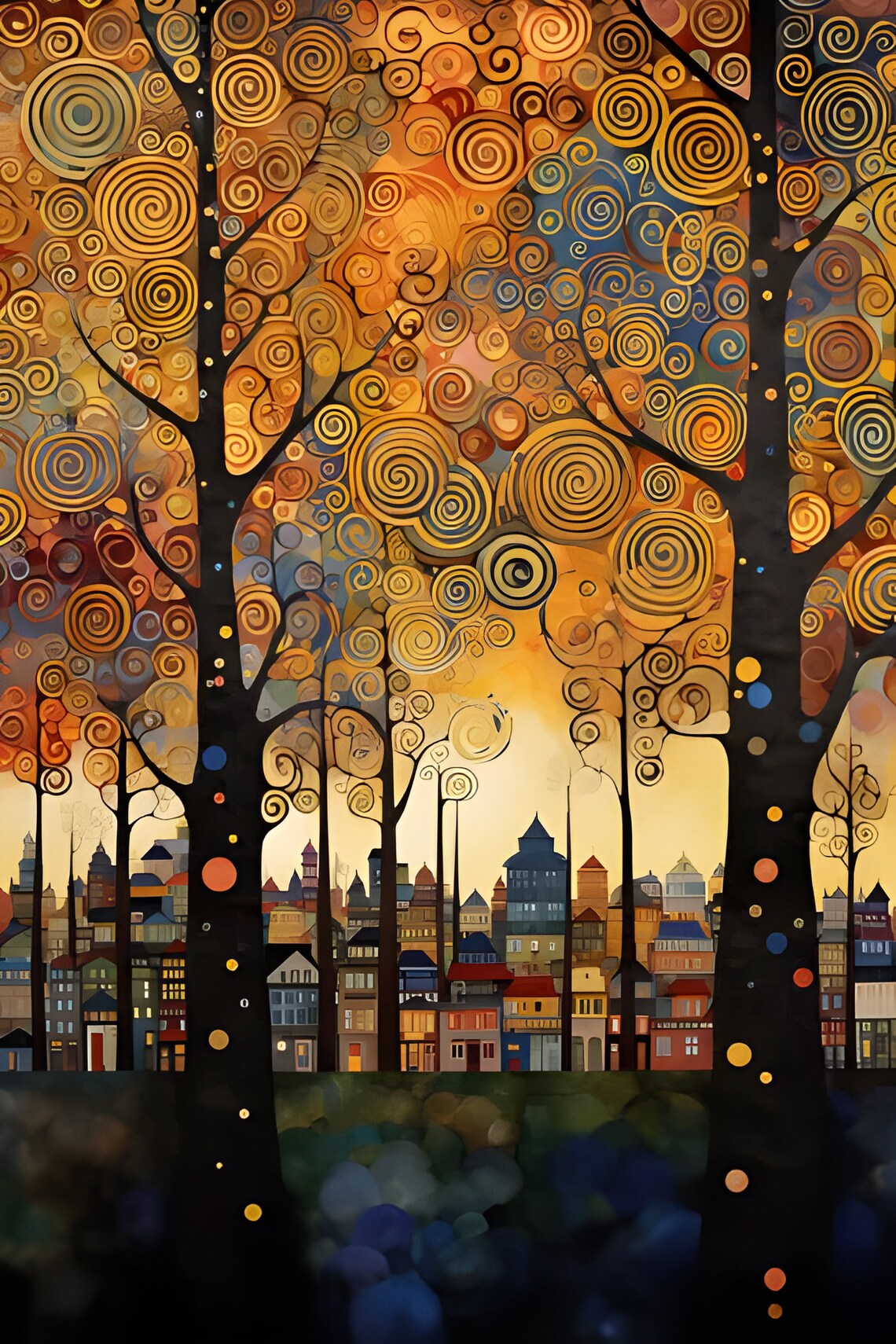 Incredible Gustav Klimt Inspired Landscapes in 5K Set of 5. Print on ...