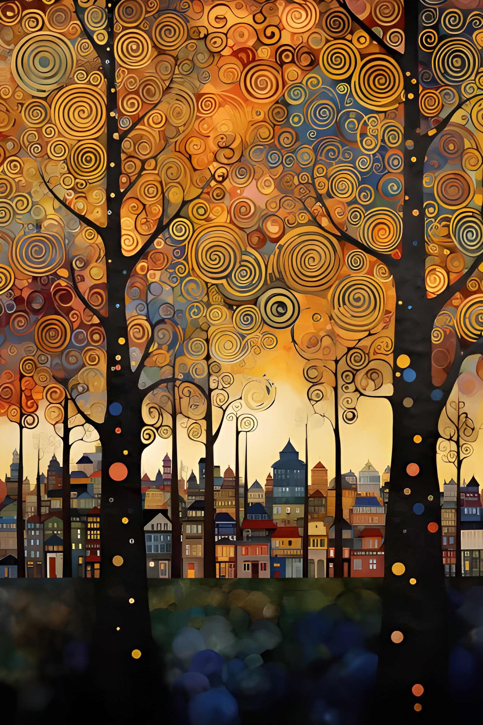 Incredible Gustav Klimt Inspired Landscapes in 5K Set of 5. Print on Demand, Instant Download ...
