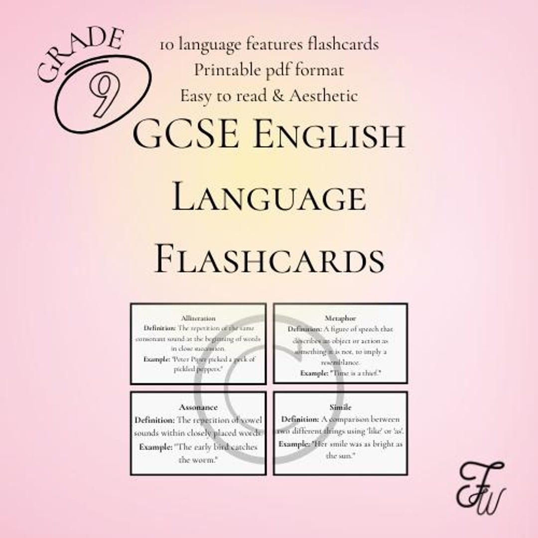 GCSE English Language Revision Flashcards | Literary Devices & Exam ...