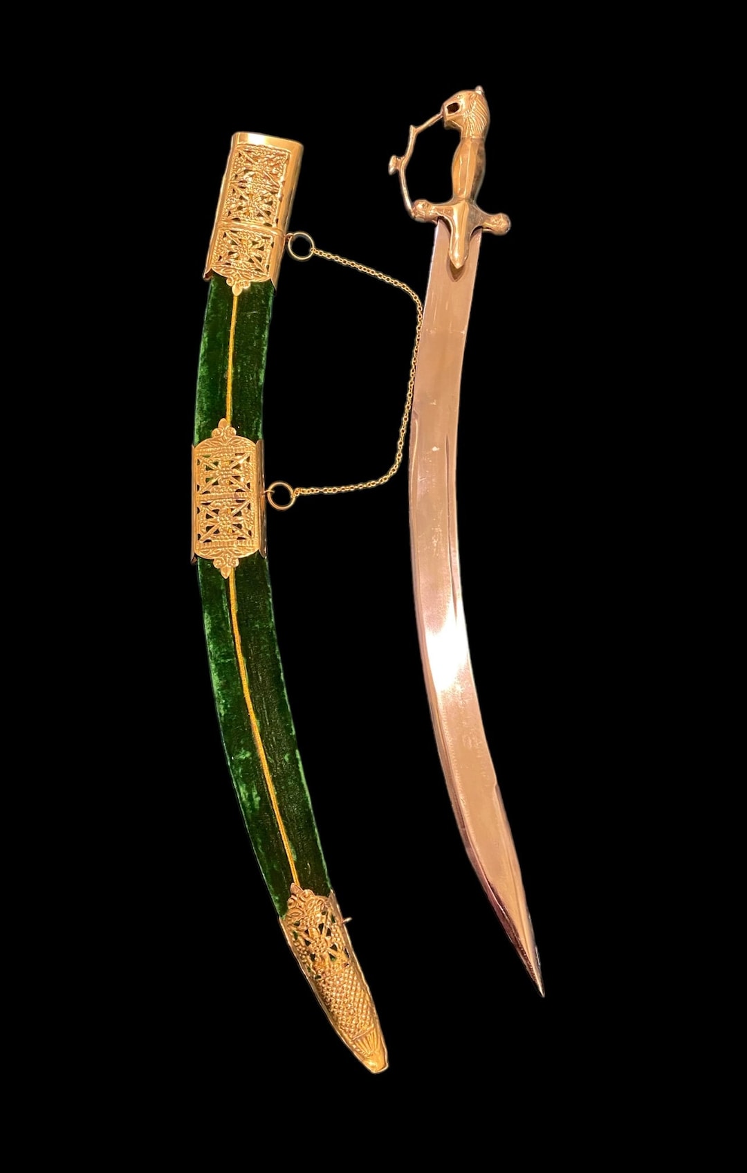 Indian Wedding Ceremonial Talwar With Green Metal Cover Customized Name ...