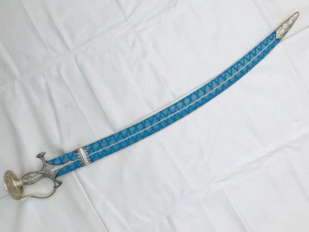 Indian Wedding Groom Talwar Shahi Silver Inlay Sword Handmade ...