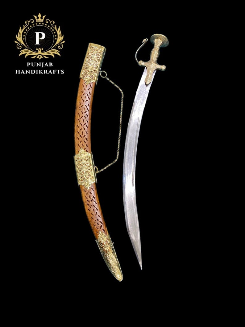 Indian Sword, Sikh Wedding Sword, Punjabi Wedding Accessories, Brass ...