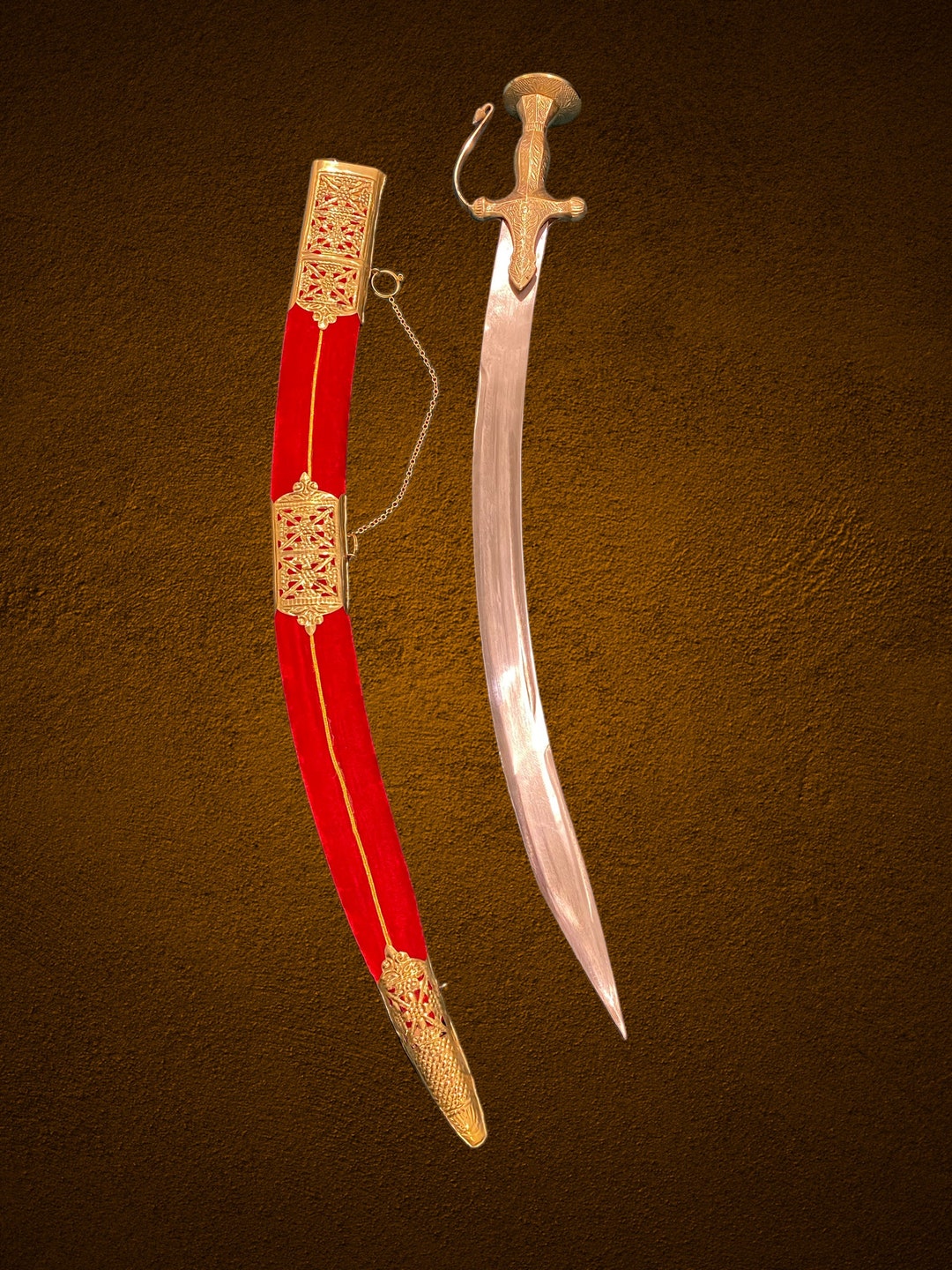 Red Tega Indian Wedding Talwar Handmade Decorative Carbon Steel ...