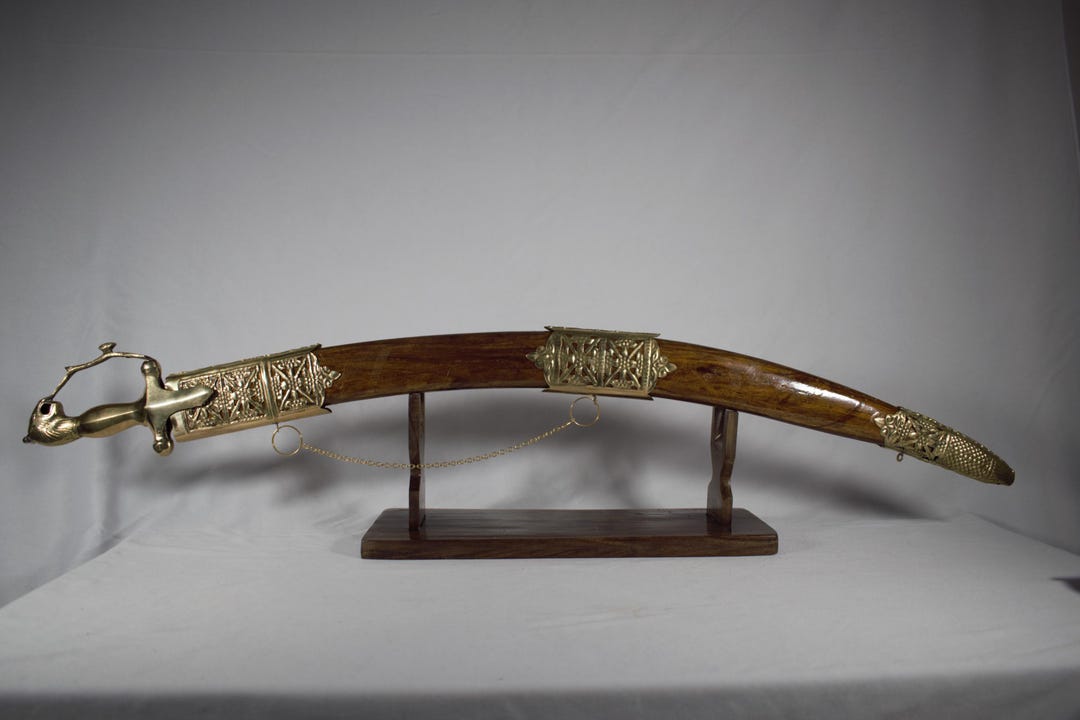 Indian Wedding Sword, Stylish Wooden Scabbard, Brass Fittings Sword ...