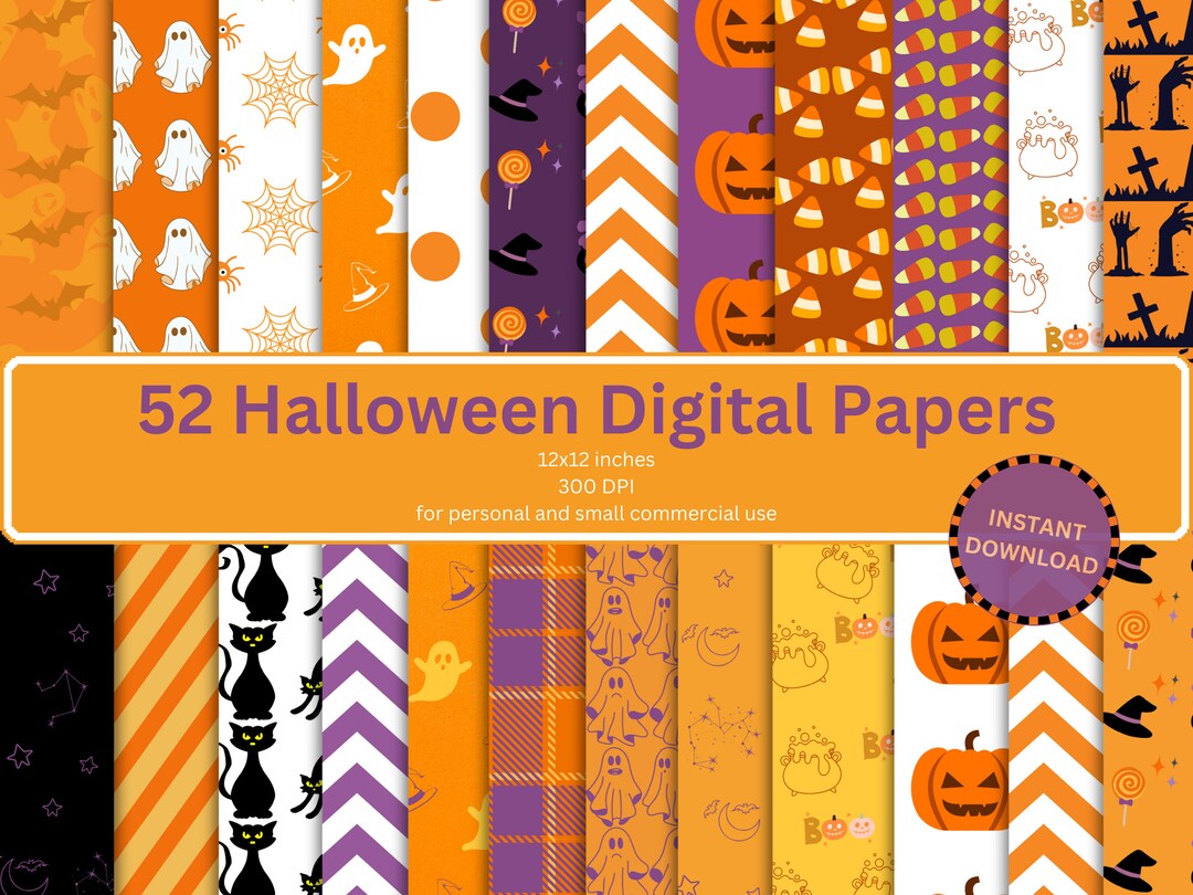 Halloween Digital Papers,spooky Patterns, Pumpkins, Bats,instant ...