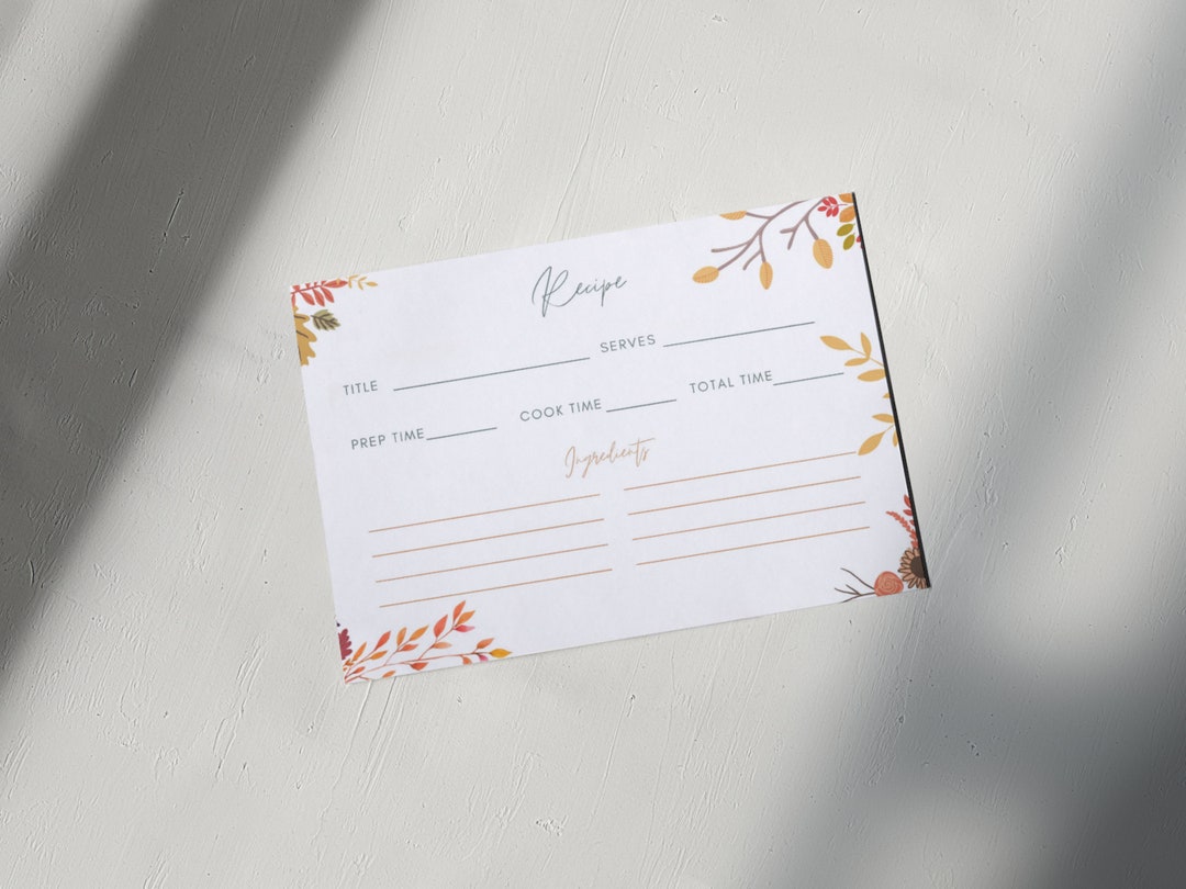 Printable Fall Recipe Cards,instant Download,autumn Cooking and Baking ...