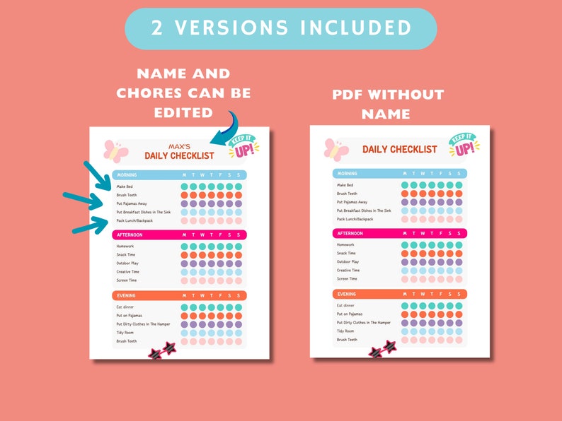 Customizable Kids Visual Checklist 8.5x11 PDF Instant Download Daily ...