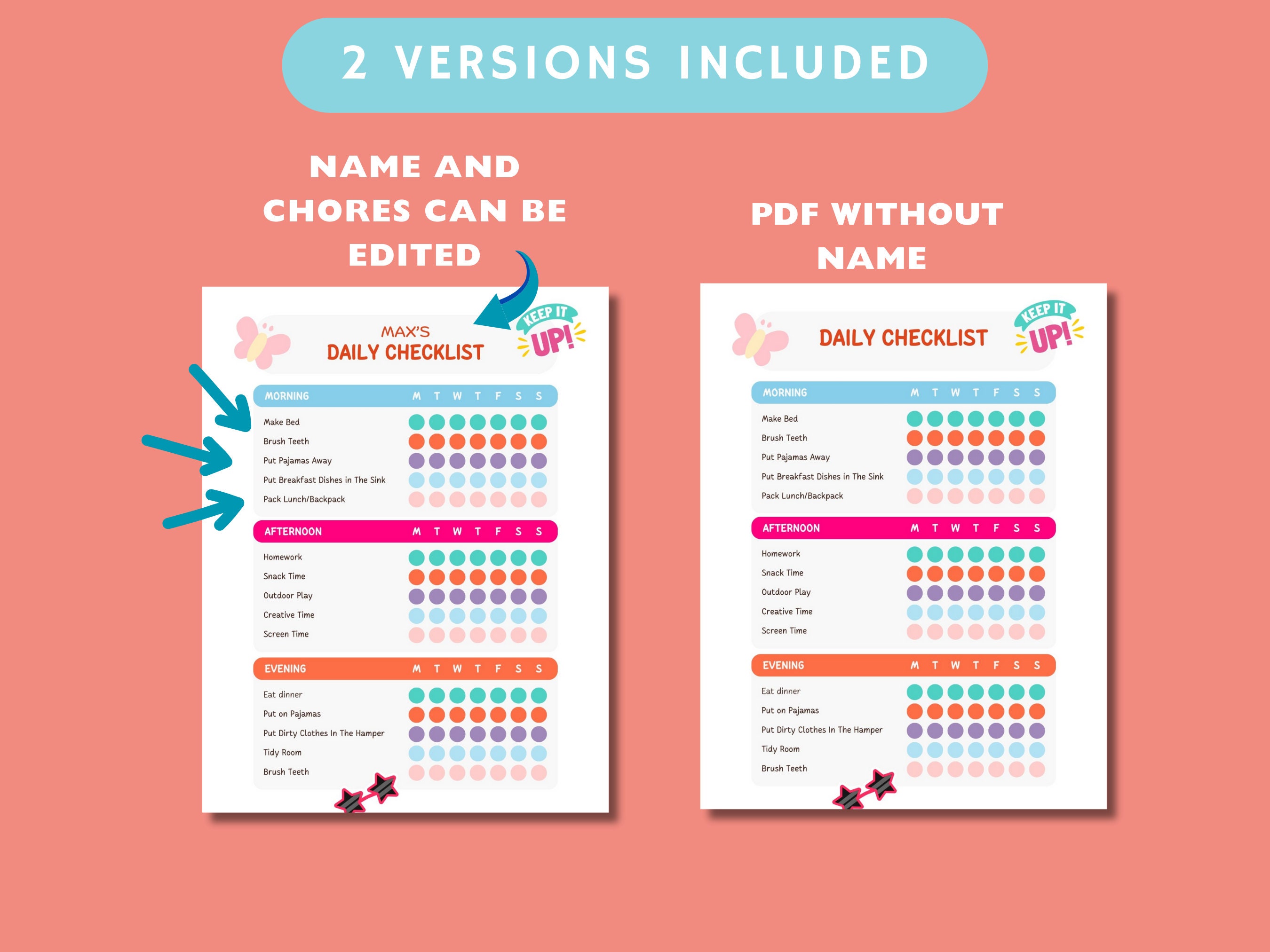Customizable Kids Visual Checklist 8.5x11 PDF Instant Download Daily ...