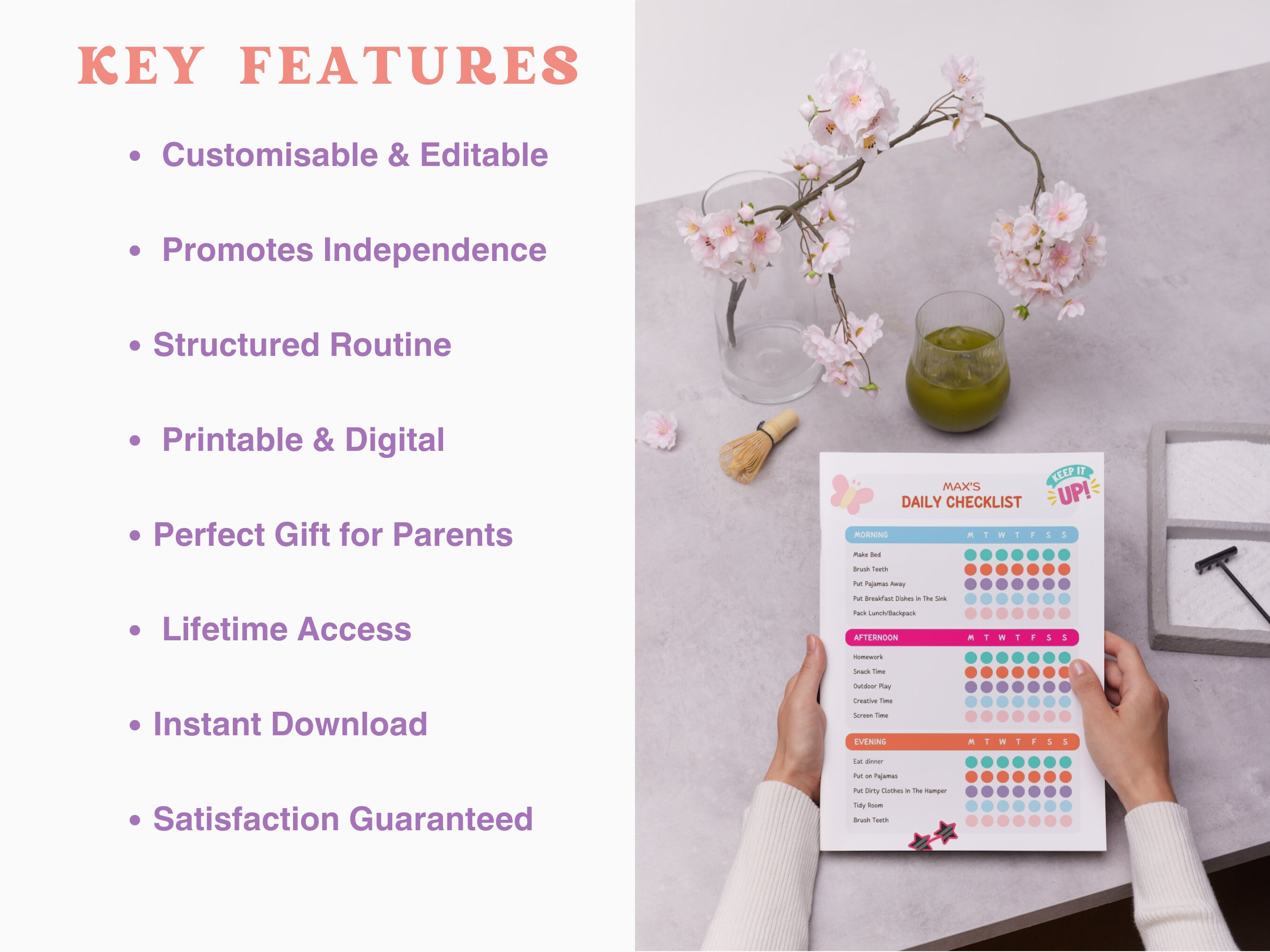 Customizable Kids Visual Checklist 8.5x11 PDF Instant Download Daily ...