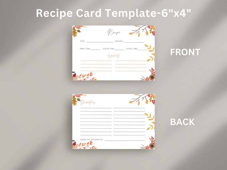 Printable Fall Recipe Cards,instant Download,autumn Cooking and Baking ...